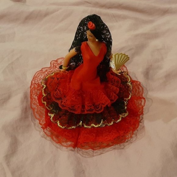 Toys | Vintage Marin Spanish Flamenco Dancer Doll Red Dress Wire Stand ...